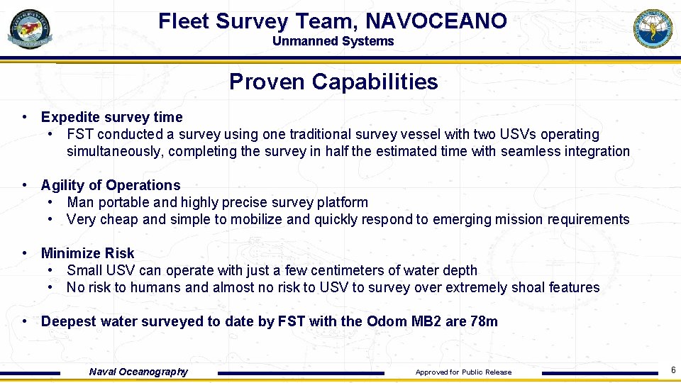 Fleet Survey Team NAVOCEANO Unmanned Systems Teledyne ZBoat
