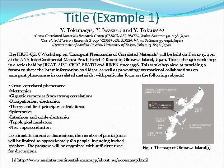 Title Example 1 Y Tokunaga 1 Y Iwasa