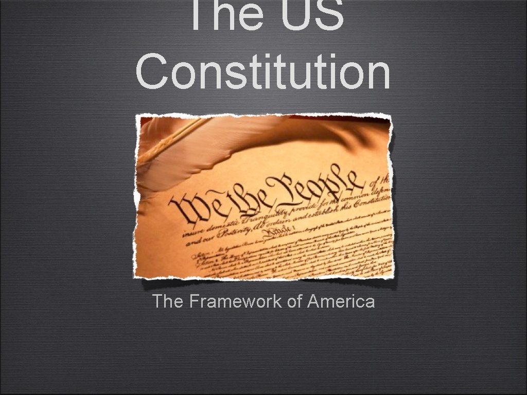 The US Constitution The Framework of America Why