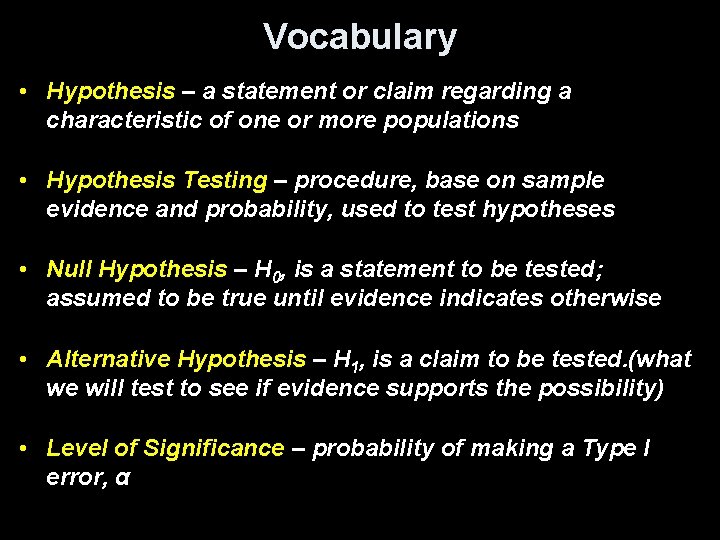 Lesson 10 1 The Language of Hypothesis Testing