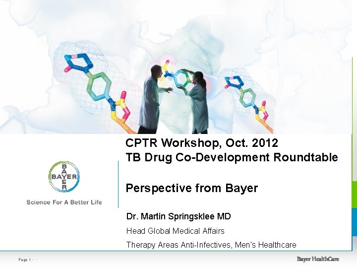 CPTR Workshop Oct 2012 TB Drug CoDevelopment Roundtable