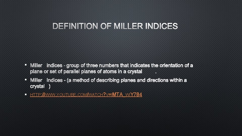 MILLER INDICES BY CODY DAVID AND SHANE INVENTOR