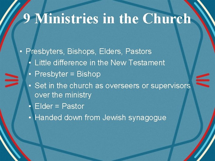 Received from Jesus Christ Pastors calling received from