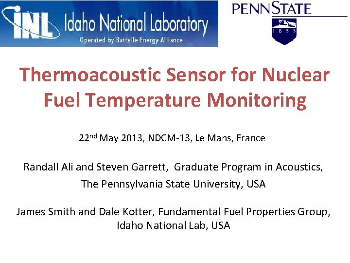 Thermoacoustic Sensor for Nuclear Fuel Temperature Monitoring 22
