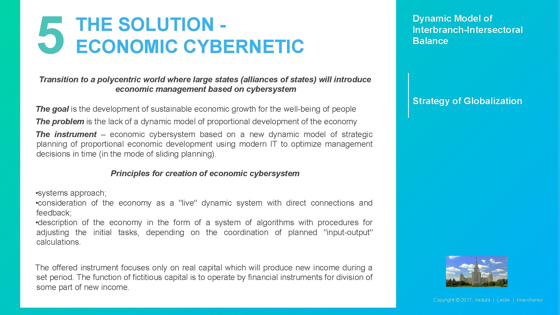 Dynamic Model of InterbranchIntersectoral Balance Copyright 2017 Veduta
