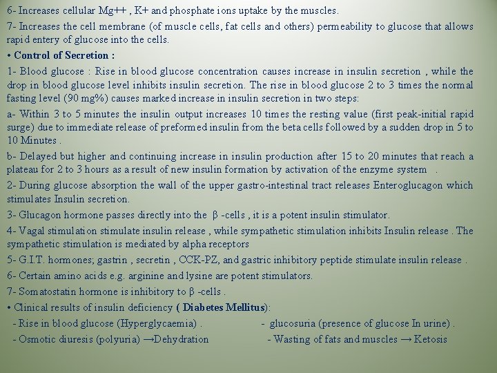 6 THE PANCREATIC HORMONES AND BLOOD GLUCOSE REGULATION