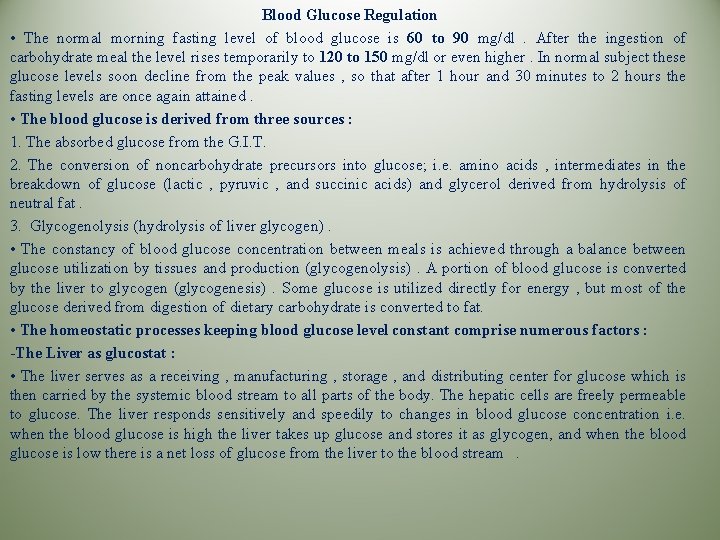 6 THE PANCREATIC HORMONES AND BLOOD GLUCOSE REGULATION