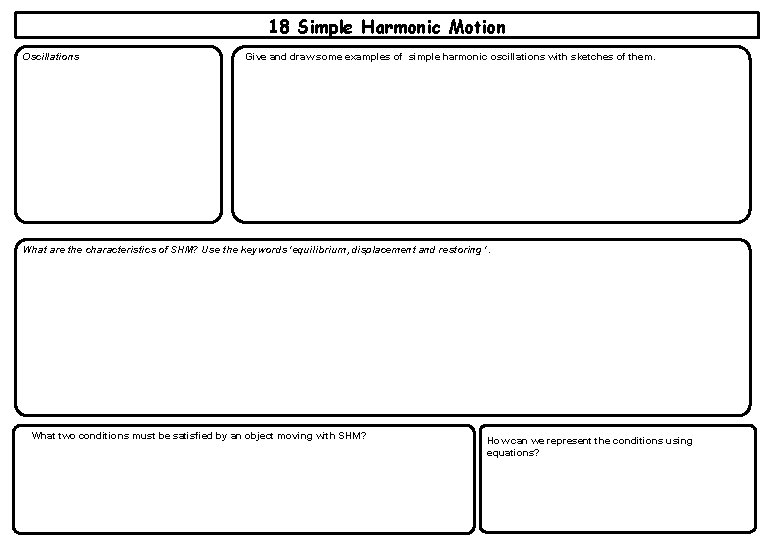 18 Simple Harmonic Motion Oscillations Give and draw