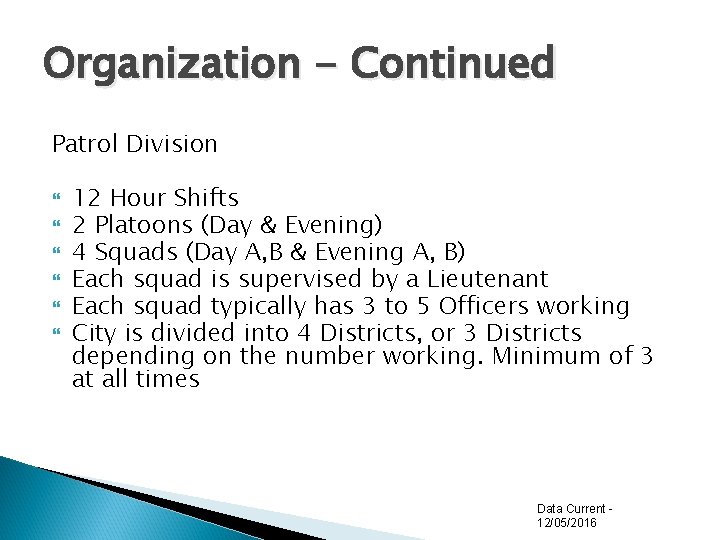 Berea Police Department Presented by David Gregory Data