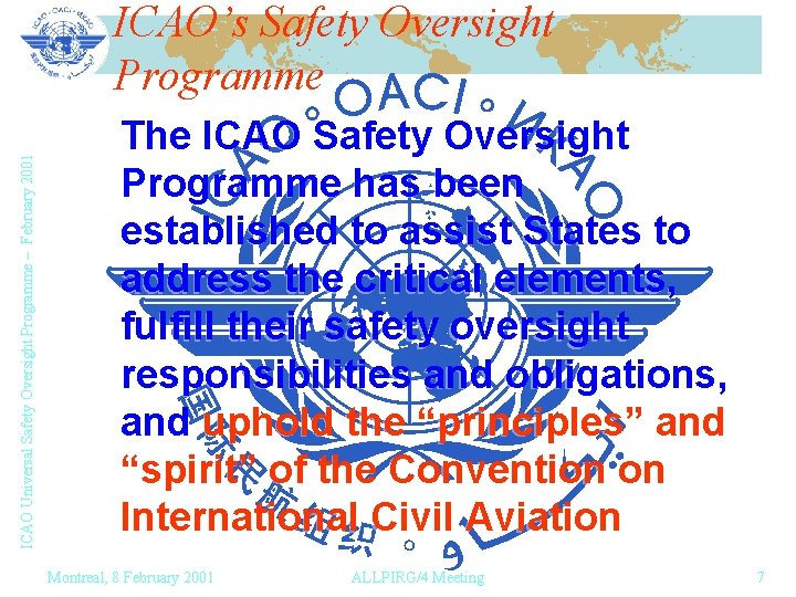 The ICAO Universal Safety Oversight Audit Programme Briefing