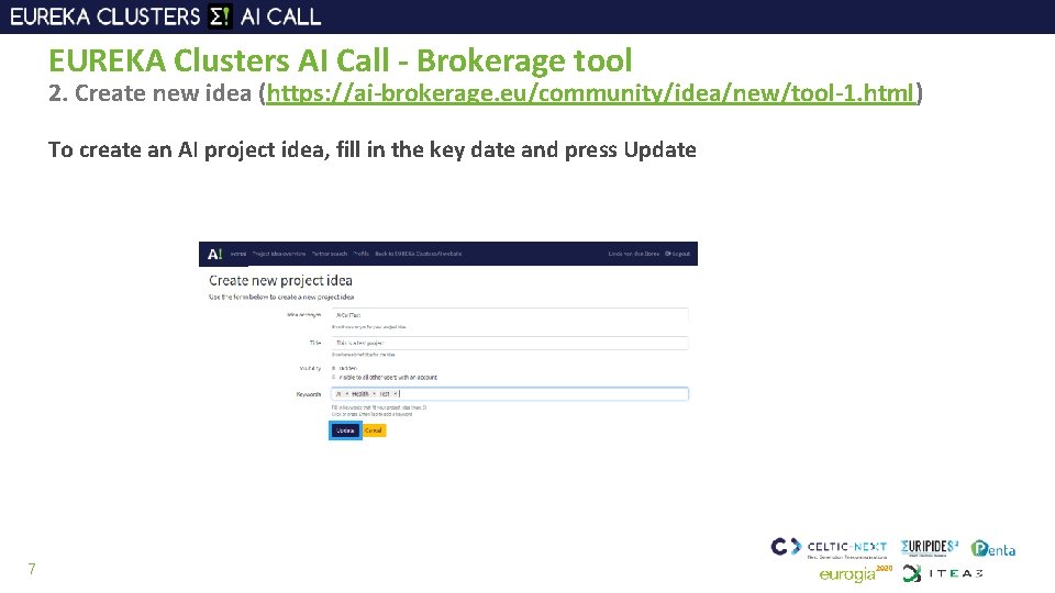 EUREKA Clusters Artificial Intelligence AI Call April 2020