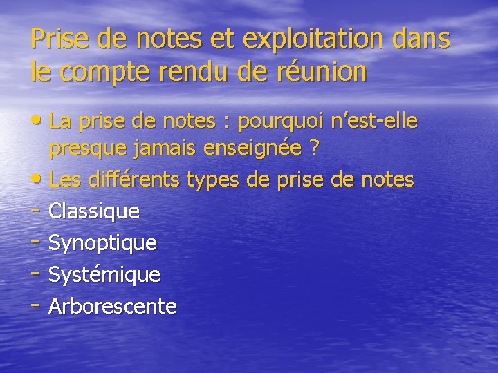 Prise de notes et exploitation dans le compte