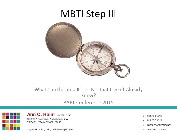 MBTI Step III What Can the Step III