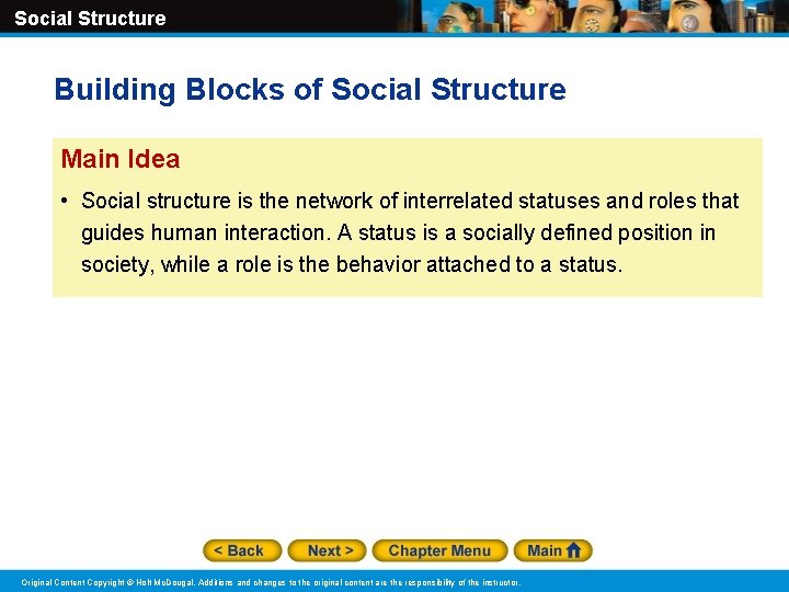 Social Structure Chapter 4 Vocabulary social structure status