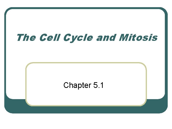 The Cell Cycle and Mitosis Chapter 5 1