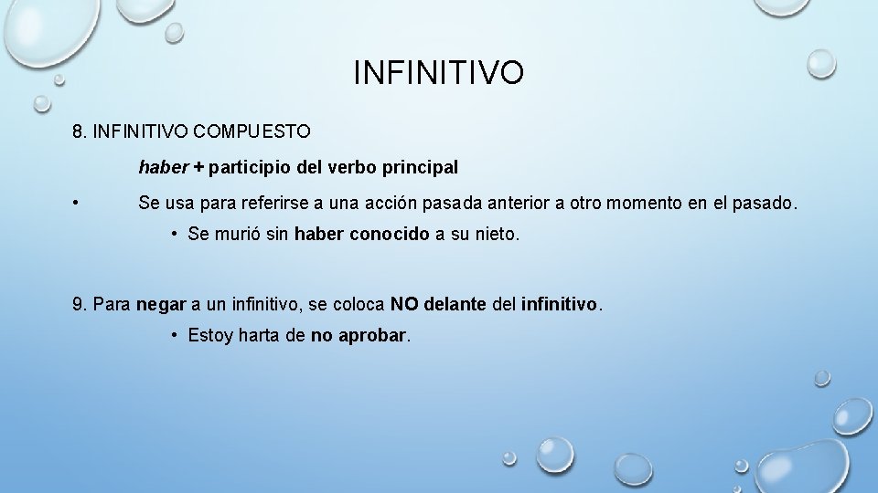 Formas no personales del verbo Infinitivo Spanish Language