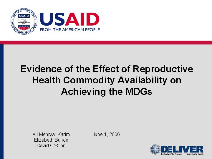 Evidence of the Effect of Reproductive Health Commodity