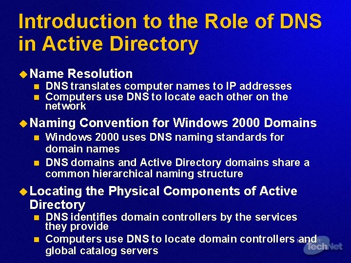 Module 1 Introduction to Active Directory Overview u