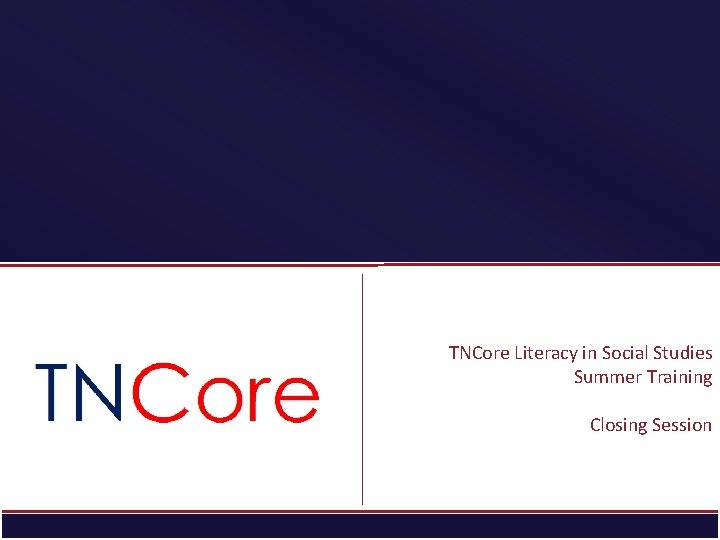 STRATEGIC PLAN TNCore Literacy in Social Studies Summer