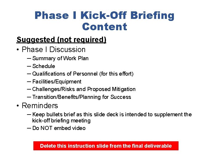 Department of the Navy SBIRSTTR KickOff Briefing Instructions