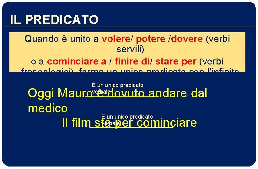 Sintassi della frase semplice 3 Il predicato V