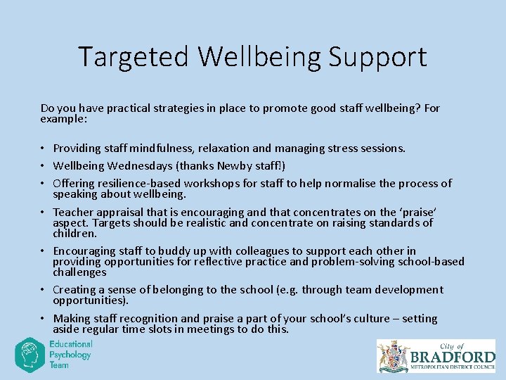 Supporting Staff Wellbeing during Covid19 Introduction for School