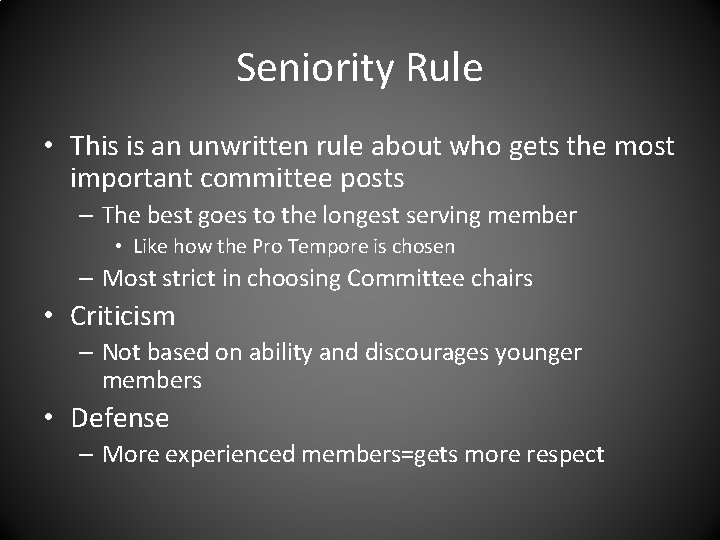 Chapter 10 sections 3 and 4 Senate Basics
