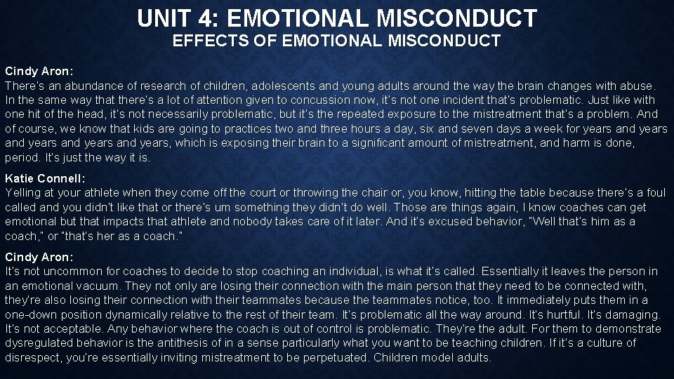 SAFESPORT PART 3 Emotional and Physical Misconduct INTRODUCTION