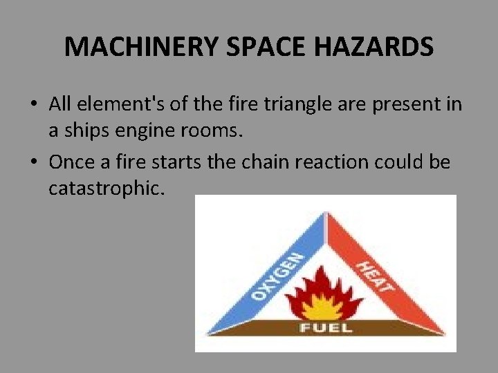 MACHINERY SPACE FIRE ENABLING OBJECTIVES State the functions