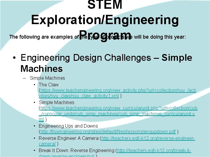 Welcome to STEM ExplorationEngineering Mrs Sarah Hess 2018