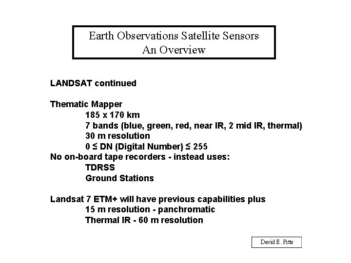 Earth Observations Satellite Sensors An Overview of Earth