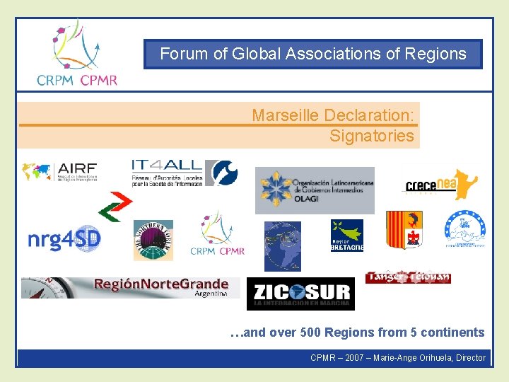 REGIONS AND THE GOVERNANCE OF GLOBALISATION FOGAR Presentation