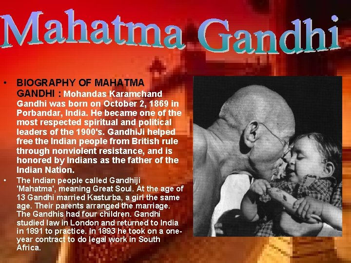 Important people of India Mahatma Gandhi Emperor Ashoka