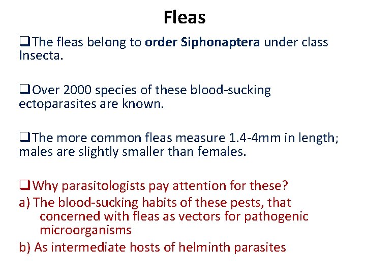 Basic Parasitology Parasitic Arthropods Orientation Course for UG