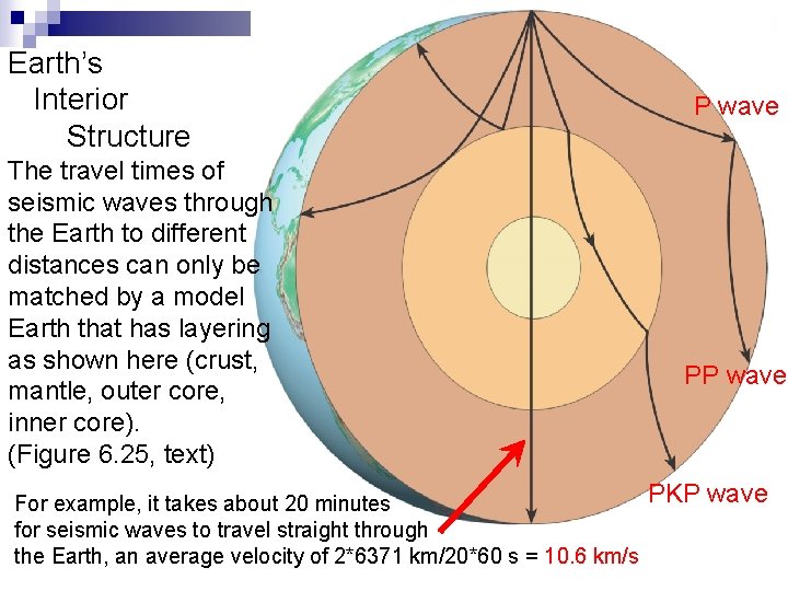 Earths Interior Structure The travel times of seismic