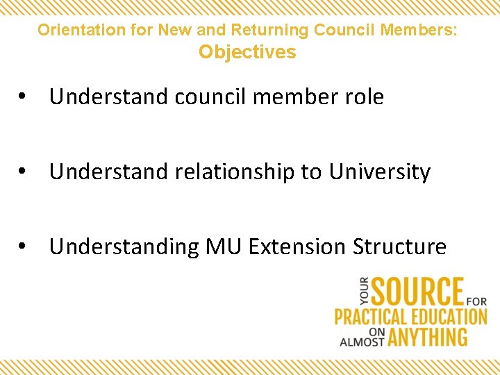 Orientation for New Council Members Extension Council Training