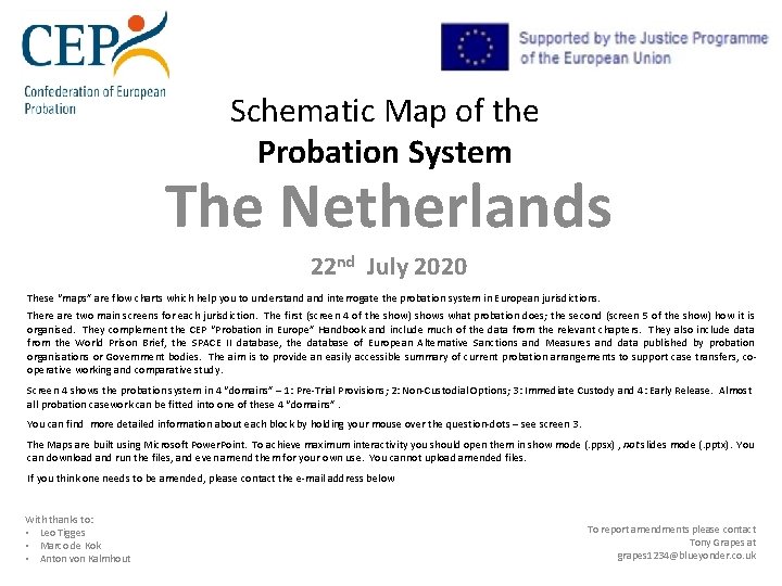 Schematic Map of the Probation System The Netherlands