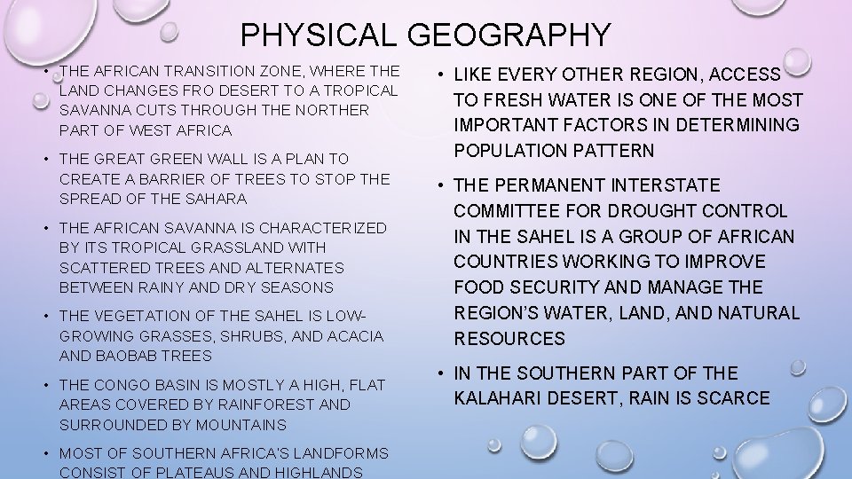 SUBSAHARAN AFRICA PHYSICAL GEOGRAPHY THE AFRICAN TRANSITION ZONE