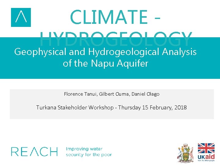CLIMATE HYDROGEOLOGY Geophysical and Hydrogeological Analysis of the