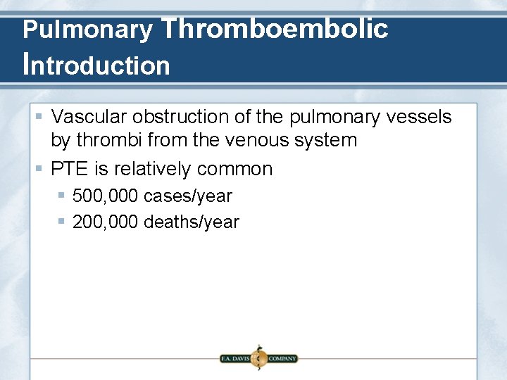 Lecture Notes Chapter 7 Pulmonary Thromboembolic Disease PTE