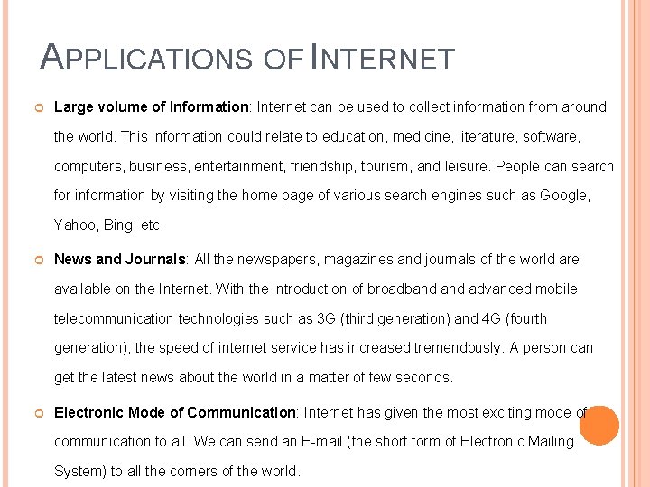INTERNET BASICS INTERNET A SET OFINTERCONNECTED NETWORKS q