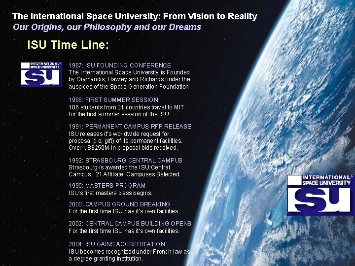 The International Space University From Vision to Reality