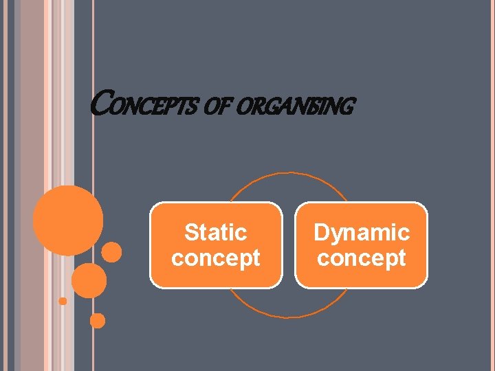 CONCEPTS OF ORGANISING Static concept Dynamic concept N