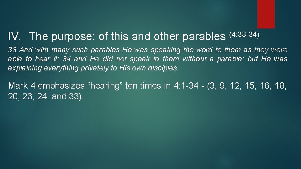 The Parable of Mustard Seed MARK 4 30