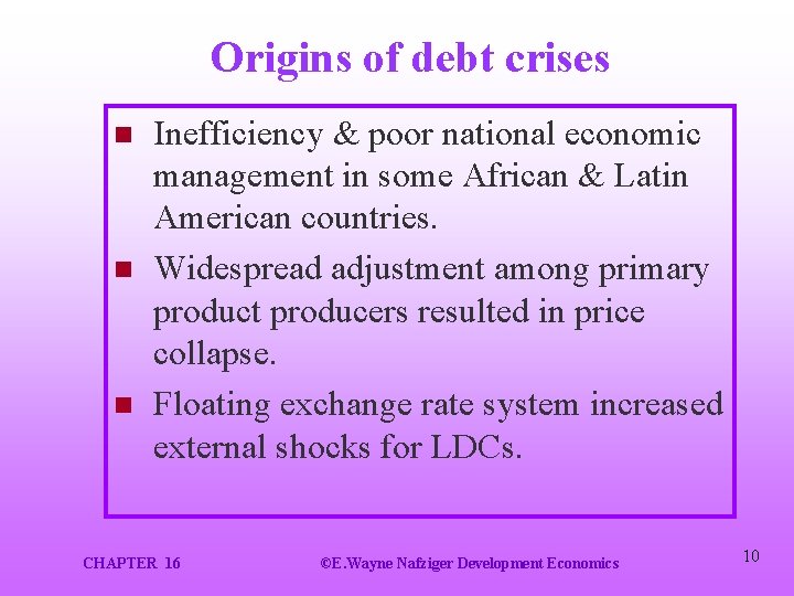 Chapter 16 The External Debt and Financial Crises