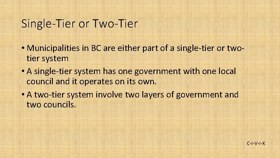 Lesson 4 Your Municipality CIVIC Municipalities in British