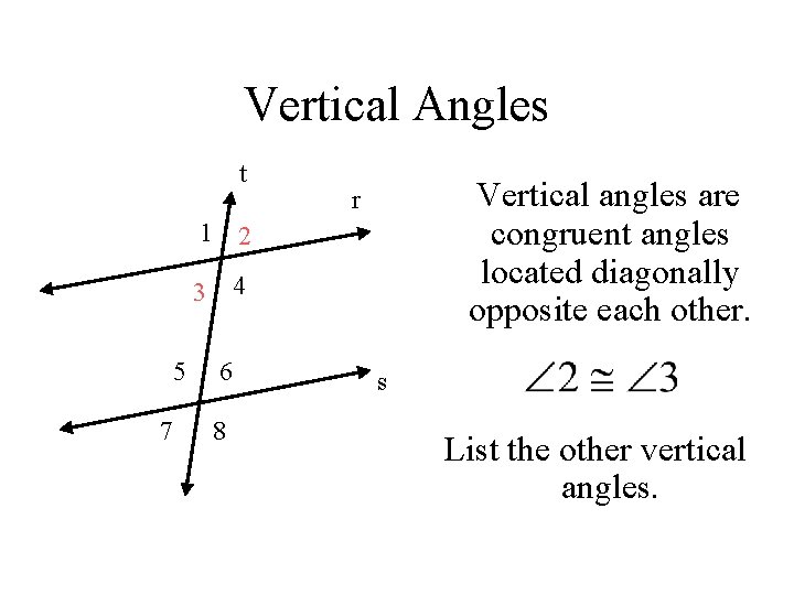 Angles formed by Transversal and Parallel Lines March