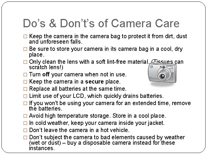 Digital Camera Care Tips Dos Donts of Camera