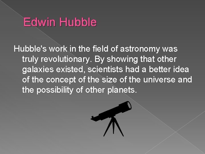 The Life of Edwin Hubble Power Point book
