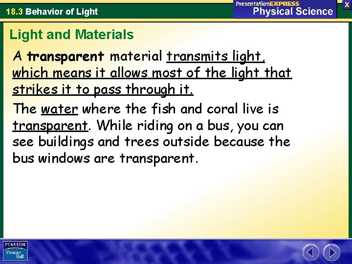 18 3 Behavior of Light Water is transparent